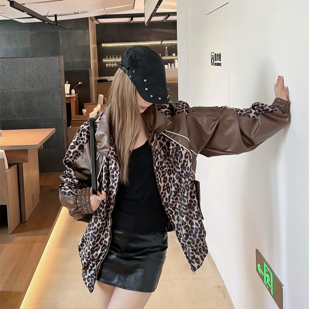 Leopard Leather Jacket - h0neybear