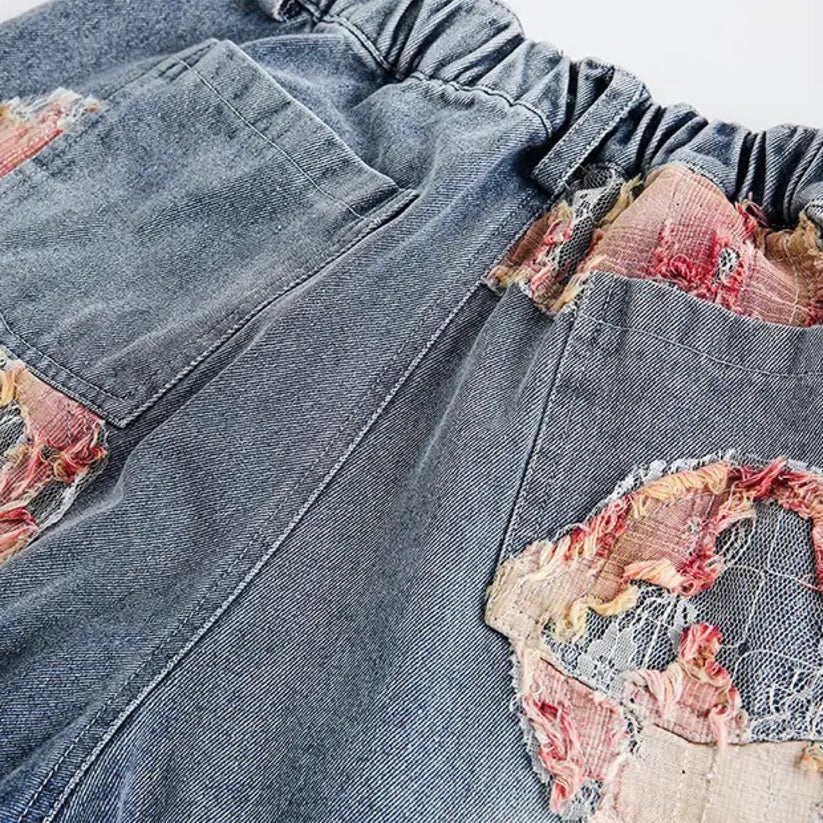 Lace Patchwork Denim Shorts | Trendy Y2K Jorts | h0neybear