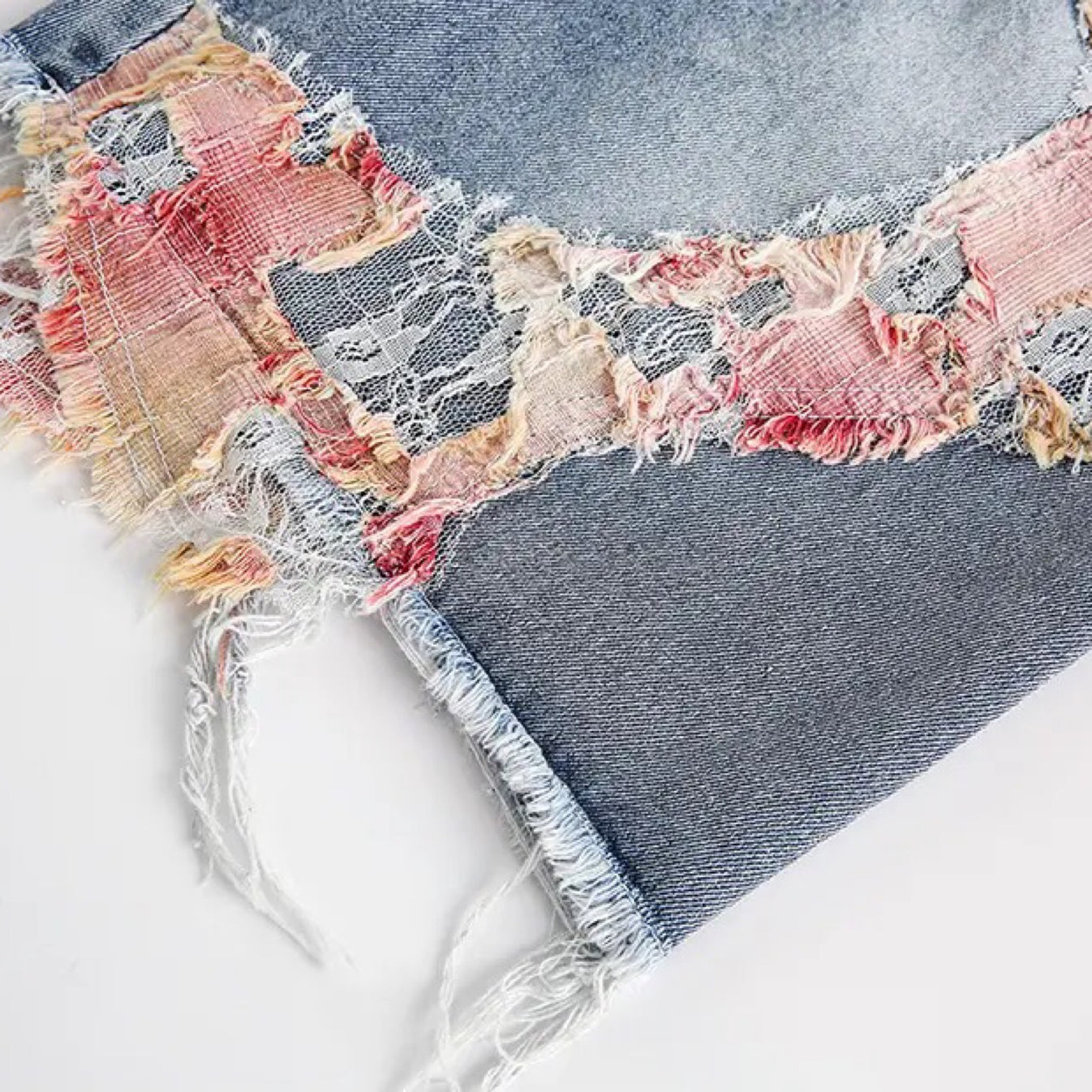 Lace Patchwork Denim Shorts | Trendy Y2K Jorts | h0neybear