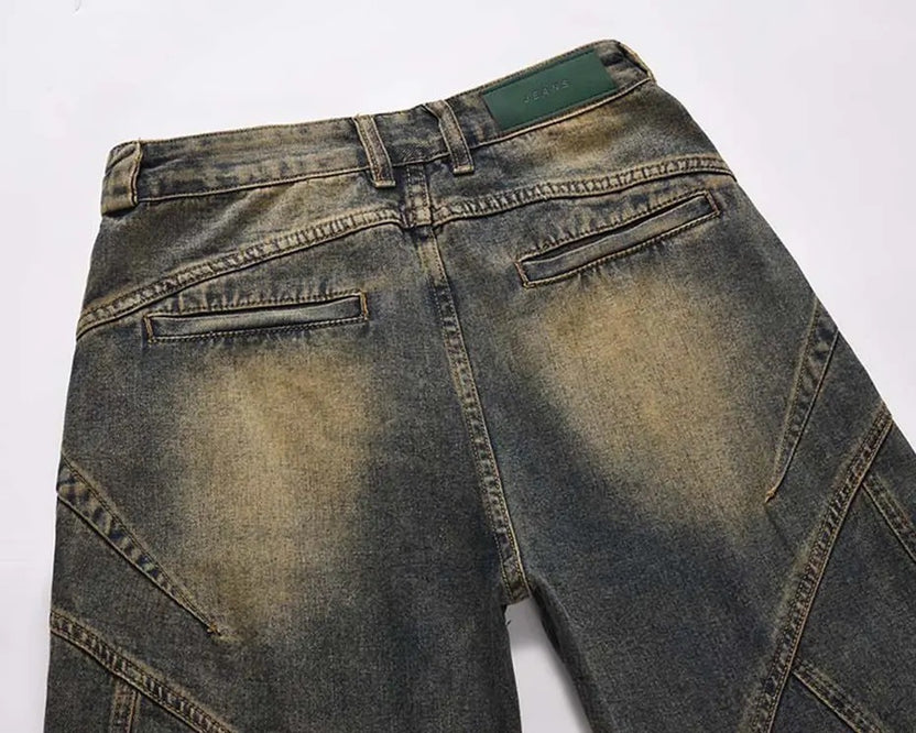 Rustic Patchwork Denim Pants - h0neybear