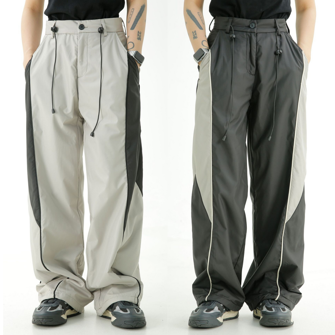 Monochrome Dual Tone Pants - h0neybear