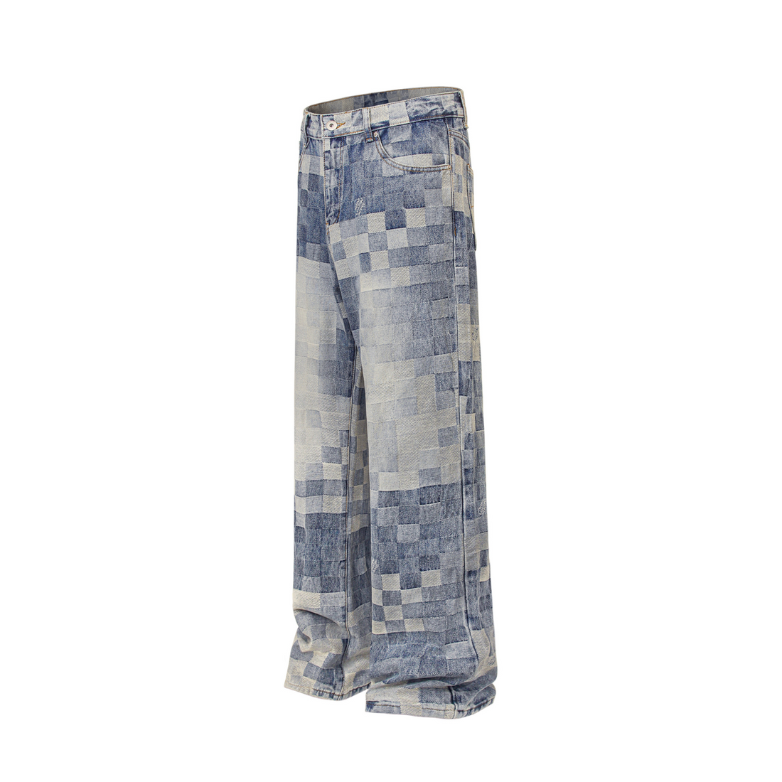 Pixel Pattern Denim Pants - h0neybear