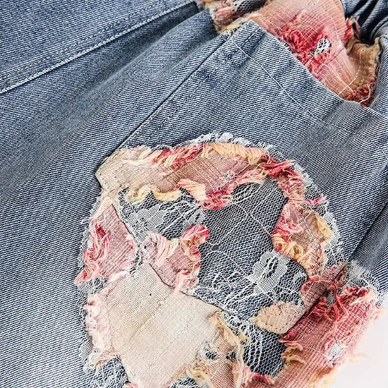 Lace Patchwork Denim Shorts | Trendy Y2K Jorts | h0neybear