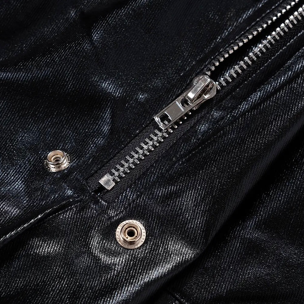 Obsidian Cargo Pants | Black Glossy Wide Trousers – h0neybear