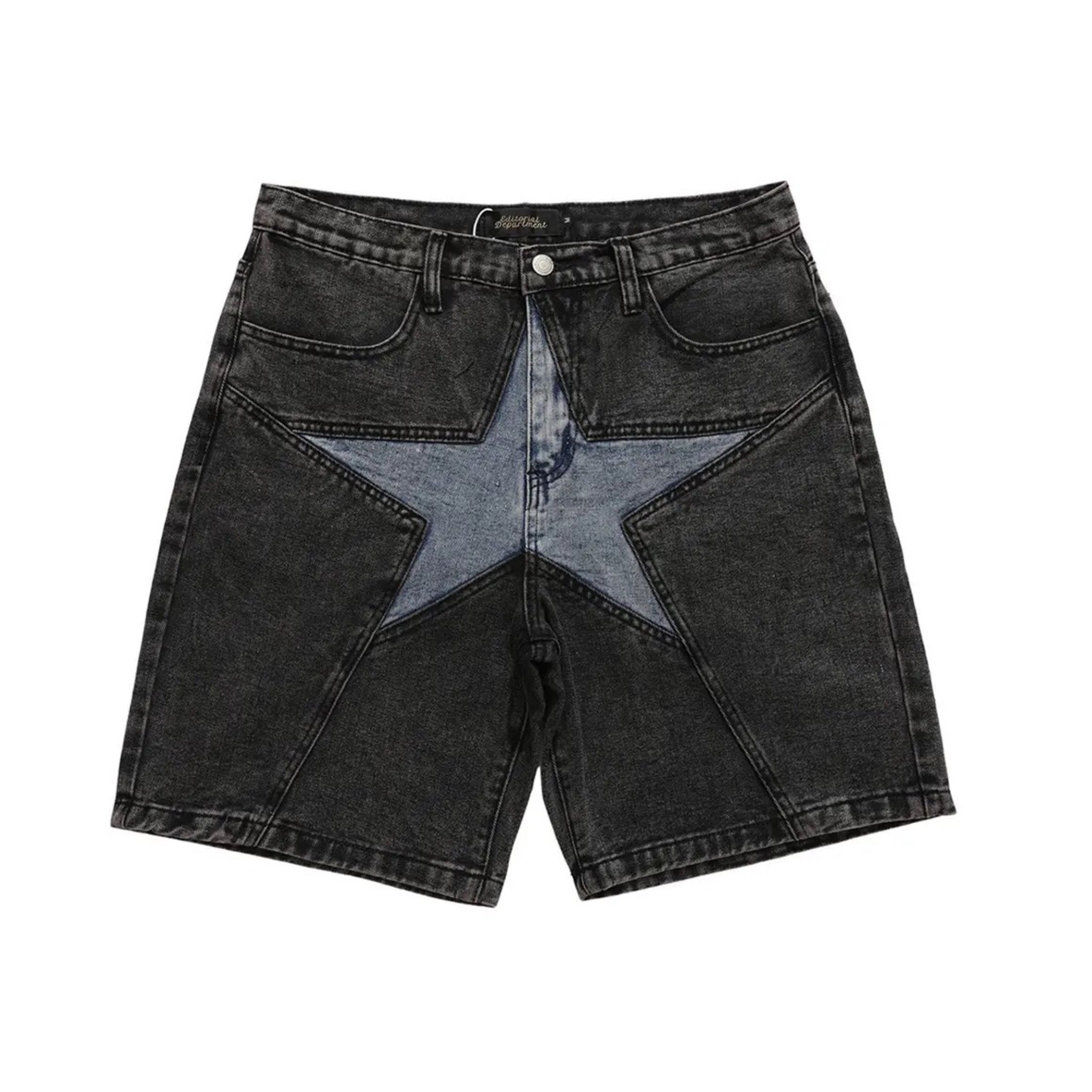 Star Patchwork Denim Shorts | Unisex Jean Shorts Collection | H0NEYBEAR ...