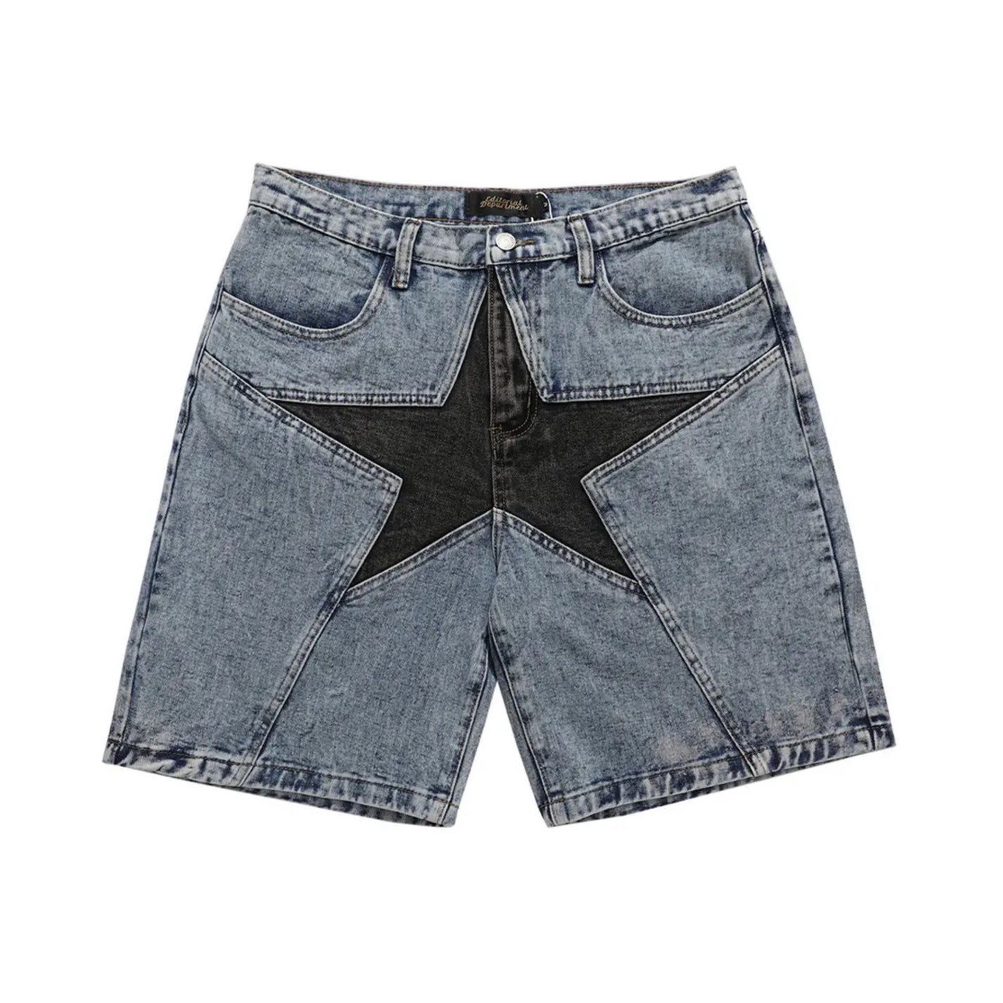 Star Patchwork Denim Shorts | Unisex Jean Shorts Collection | H0NEYBEAR ...