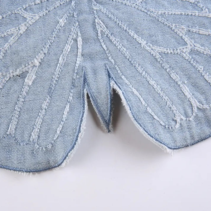 Butterfly Denim Crop Top | Y2K Cami Tee | Aesthetic Tops | H0NEYBEAR ...
