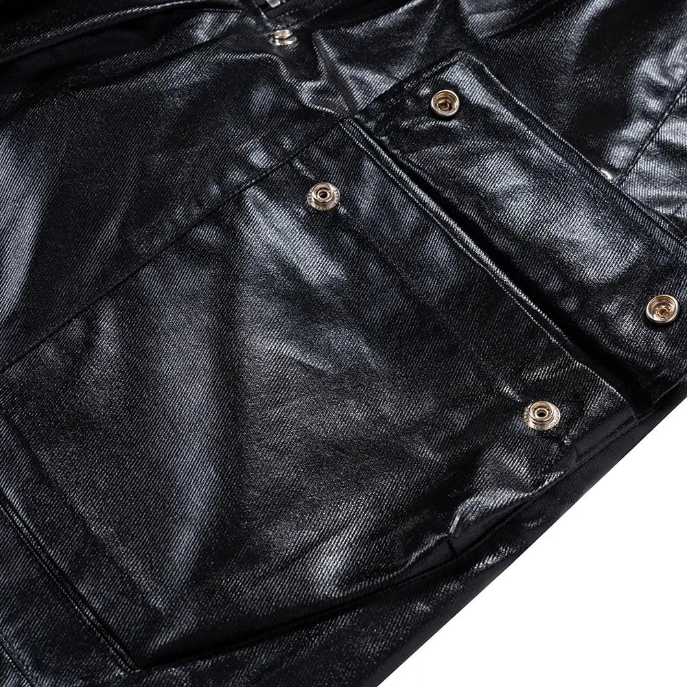 Obsidian Cargo Pants | Black Glossy Wide Trousers – h0neybear