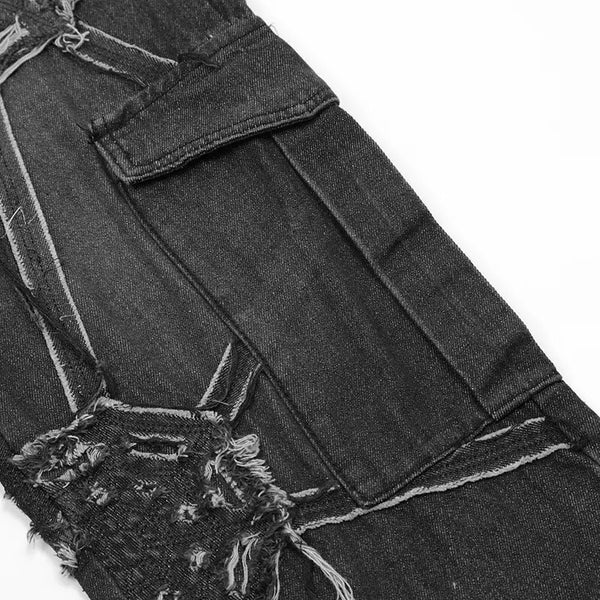 Spider Web Patched Strap Pants – h0neybear