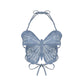 Butterfly Denim Crop Top | Y2K Cami Tee | Aesthetic Tops | H0NEYBEAR ...