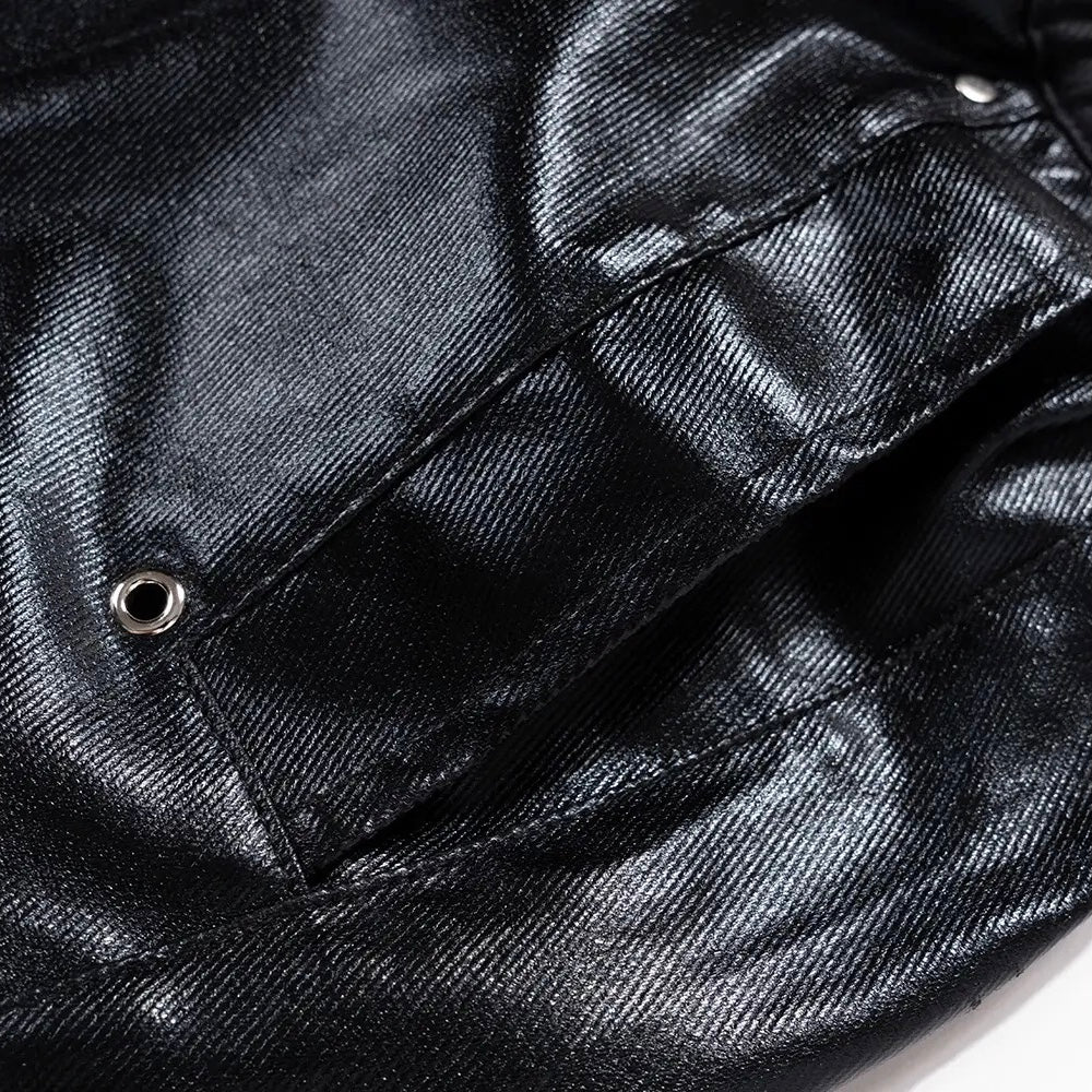 Obsidian Cargo Pants | Black Glossy Wide Trousers – h0neybear