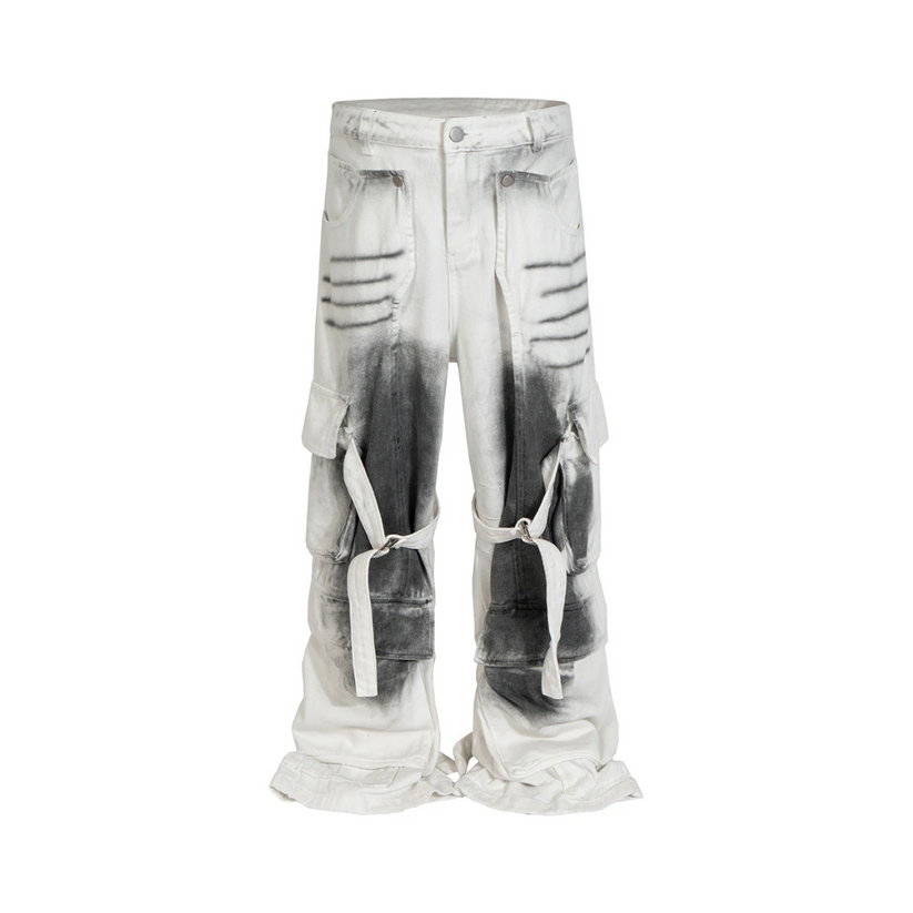 Cipher White Layered Cargo Pants - h0neybear Steetwear